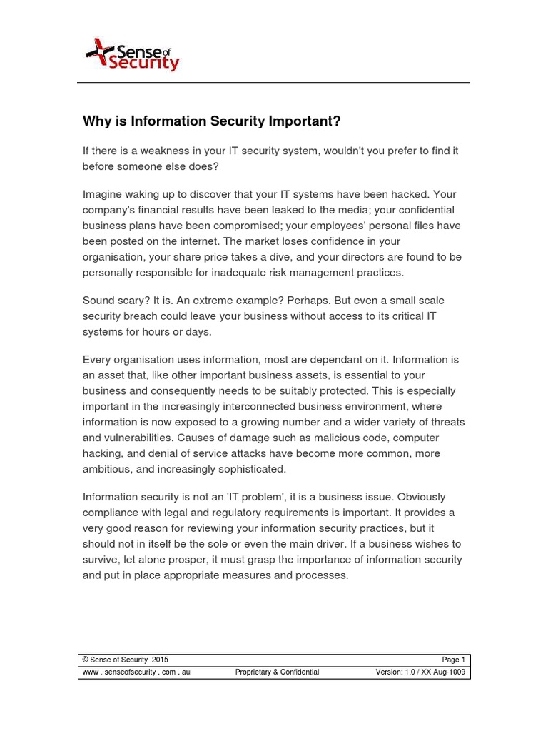 Why Is Information Security Important? | PDF