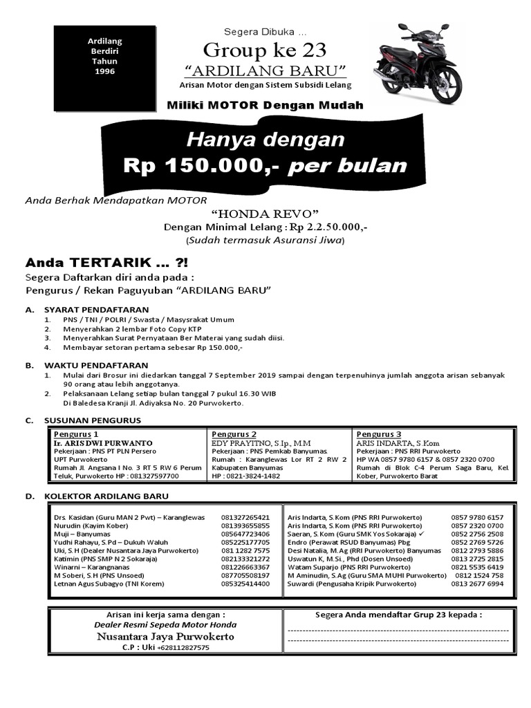 Brosur Ok Nih Brosur Arisan Motor 2020 | PDF