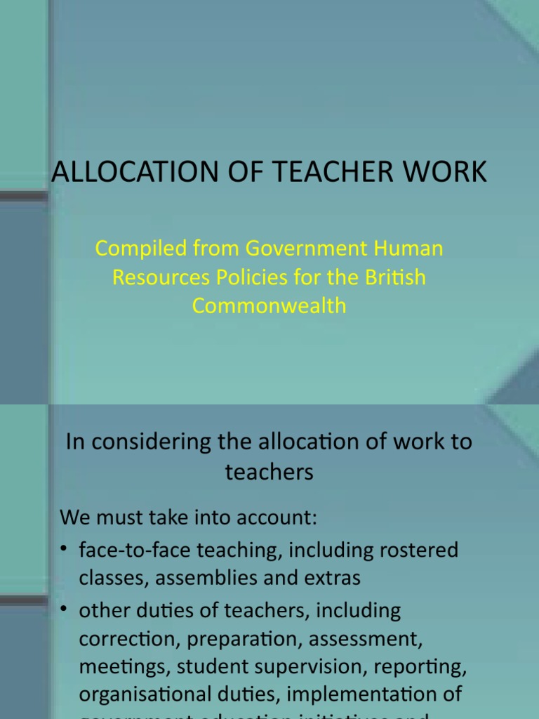 Teacher Work Allocation Guide | PDF
