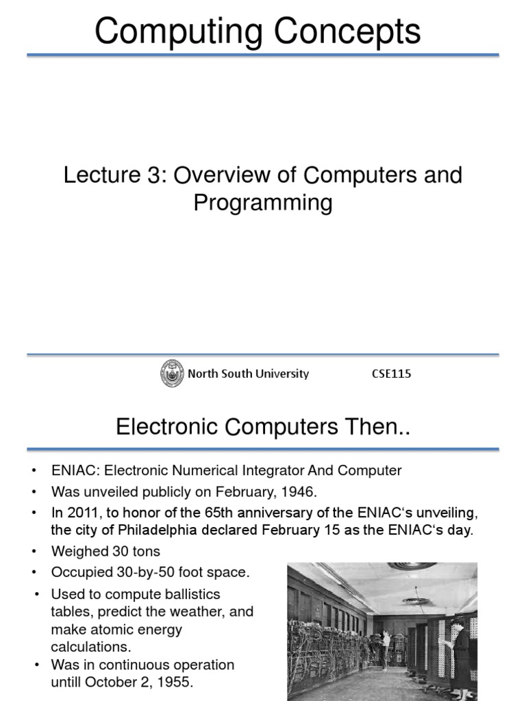 Computing Concepts Lecture 3 Overview Of Computers And Programming 8799