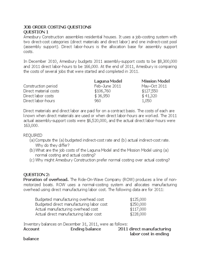 Job Order Costing Questions | Download Free PDF | Cost Of Goods Sold | Cost