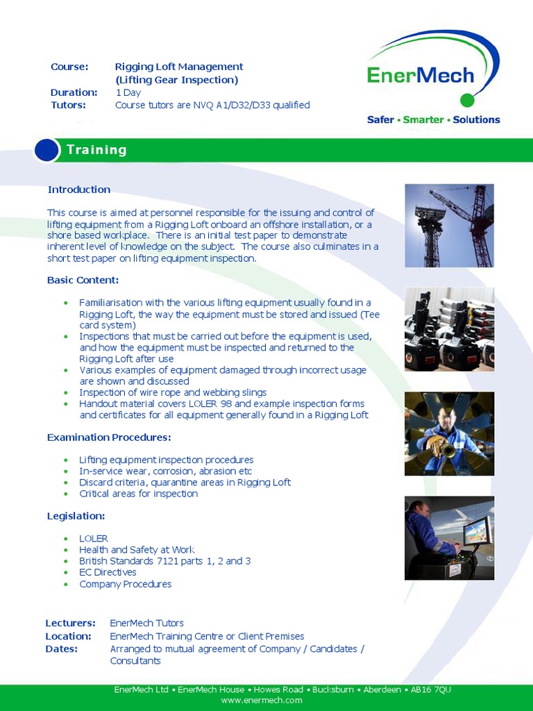Rigging Loft Lifting Gear Inspection Course | PDF