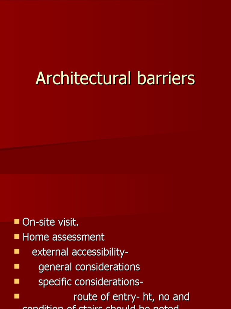 Architectural Barriers Assessment Guide | PDF | Home & Garden
