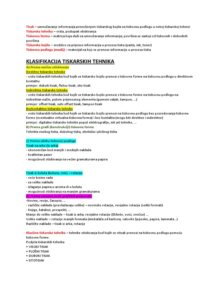 Tiskarske Tehnike Skripta | PDF