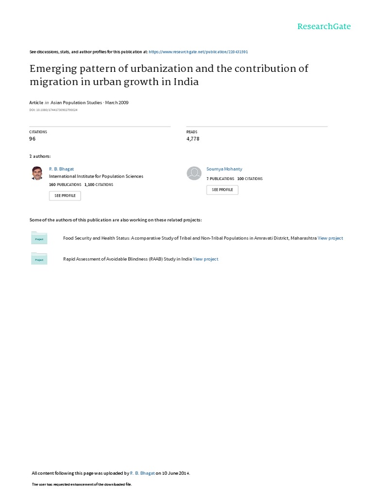 Emerging Pattern of Urbanization and The Contribut | PDF | Urbanization ...