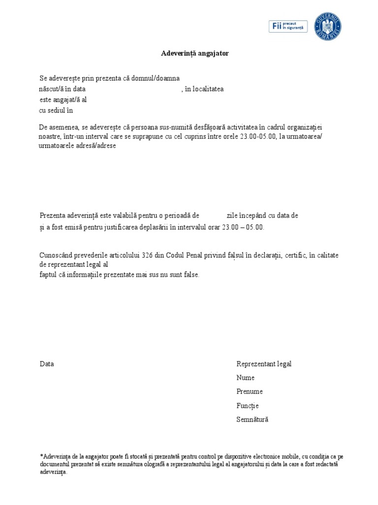 0611 - Adeverinta Pentru Angajatori | PDF