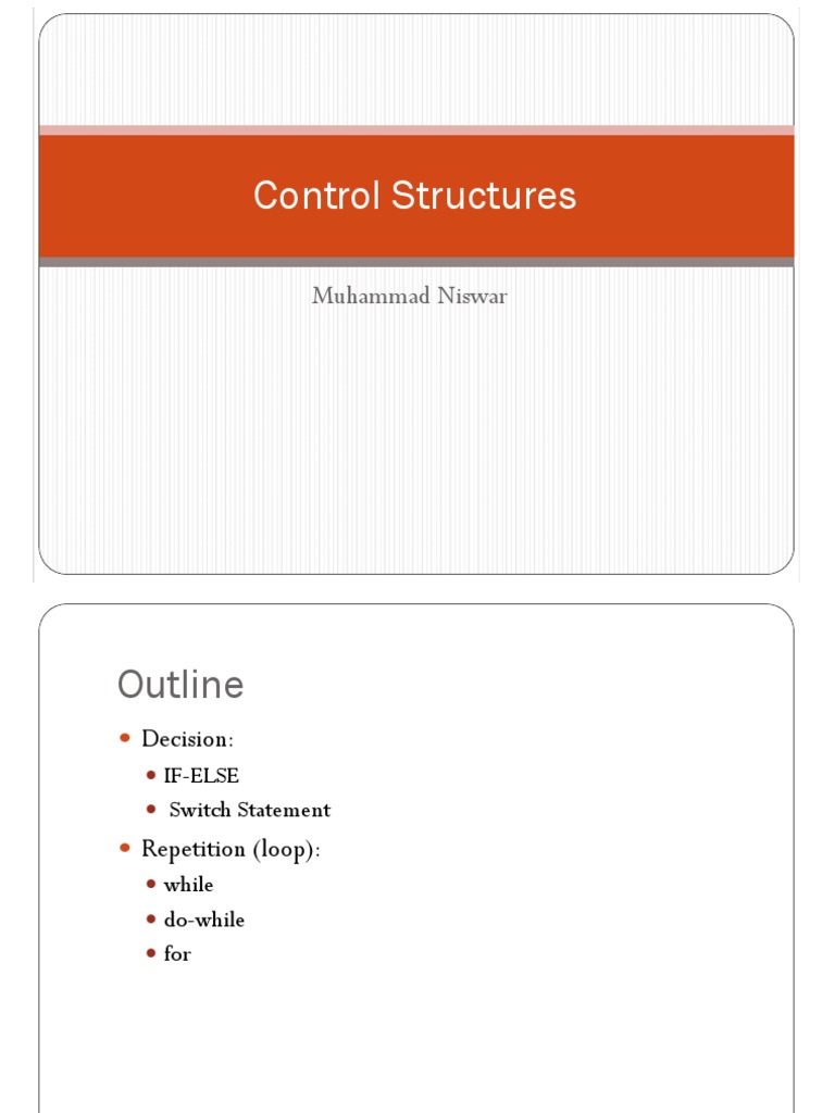 Control Structures: Muhammad Niswar | PDF | Control Flow | Computer Programming
