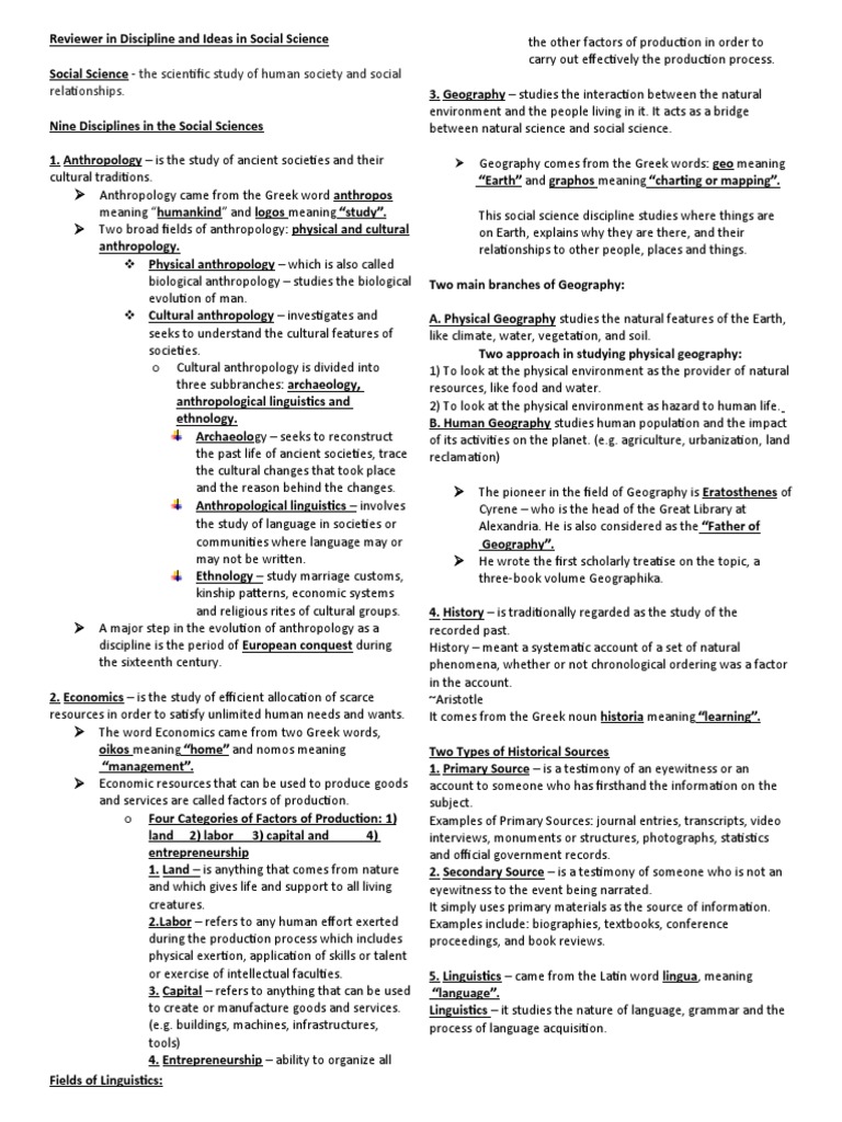 The Scientific Study of Human Society and Social Relationships | PDF ...