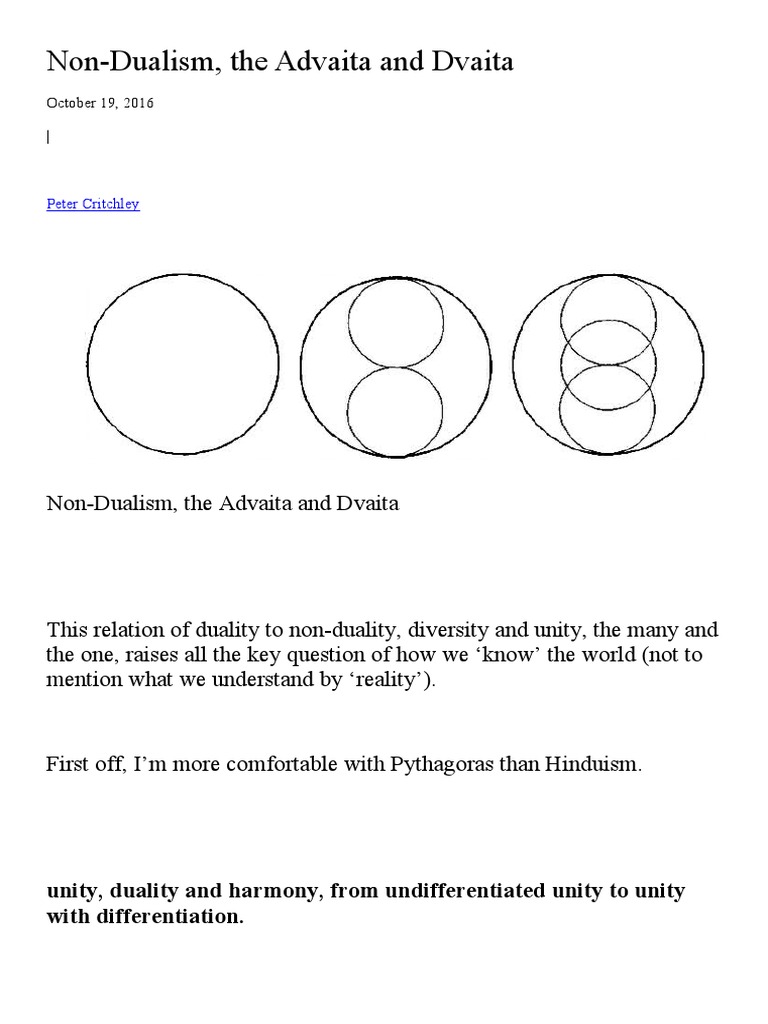 Non-Dualism, The Advaita and Dvaita | PDF | Monism | Advaita Vedanta