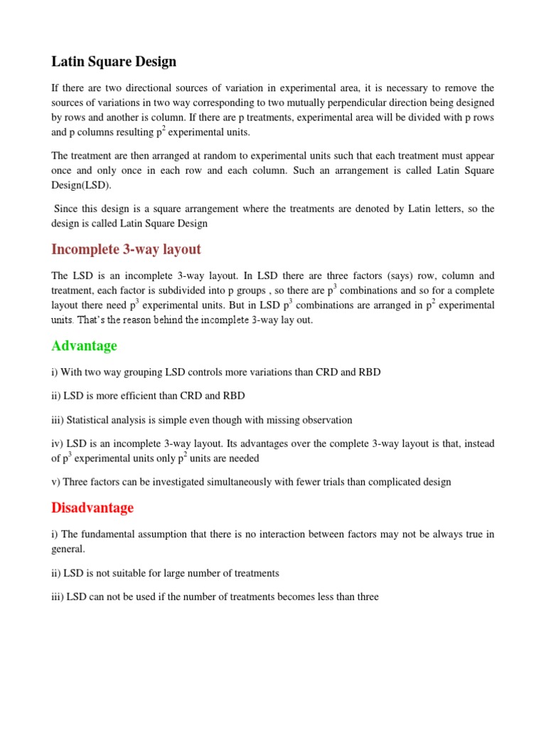 Latin Square Design | PDF | Errors And Residuals | Statistical Theory