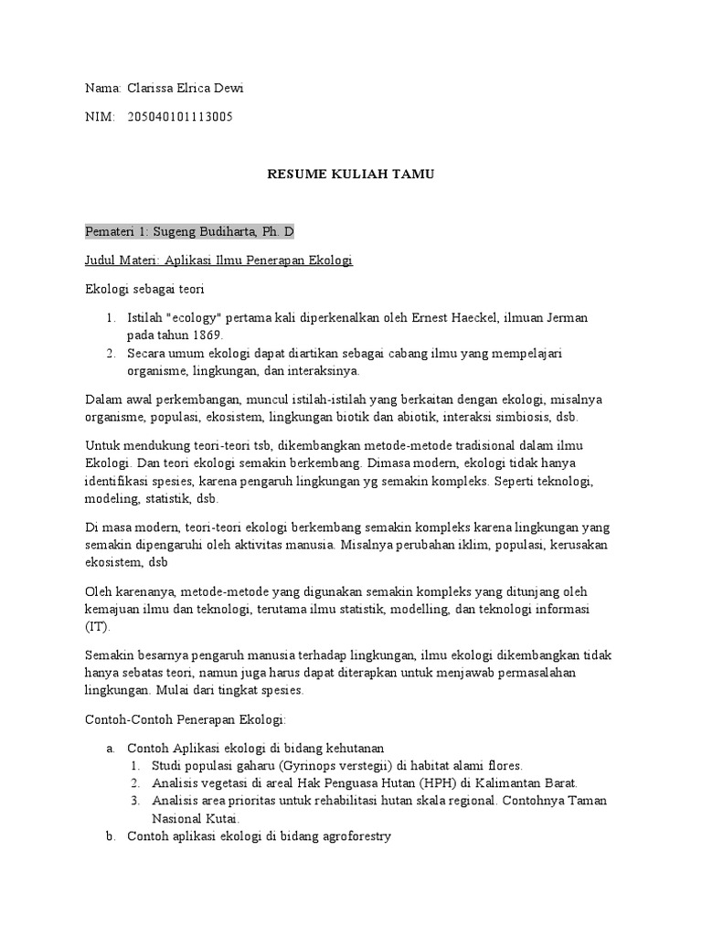 Resume Kuliah Tamu | PDF