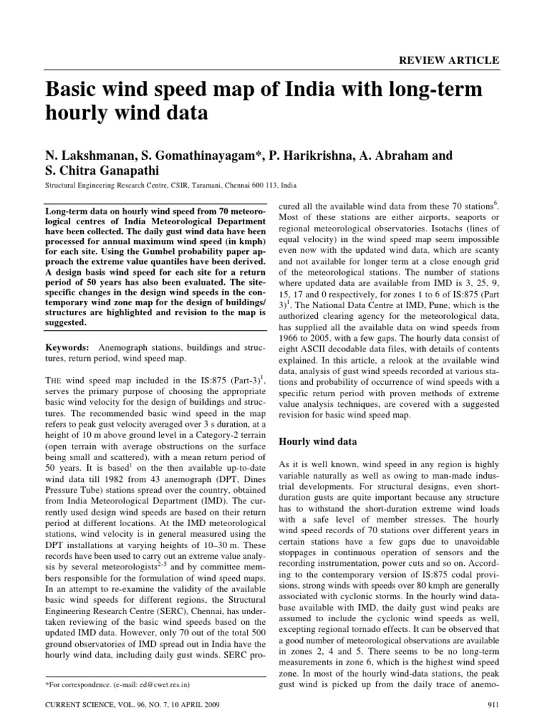 Wind Speed Map India | PDF | Wind Speed | Statistics