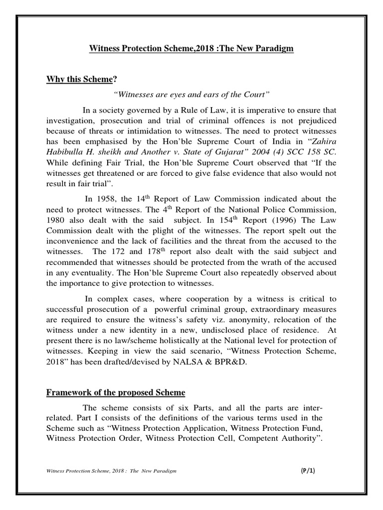 Witness Protection Scheme-2018 | PDF | Witness | Right To A Fair Trial