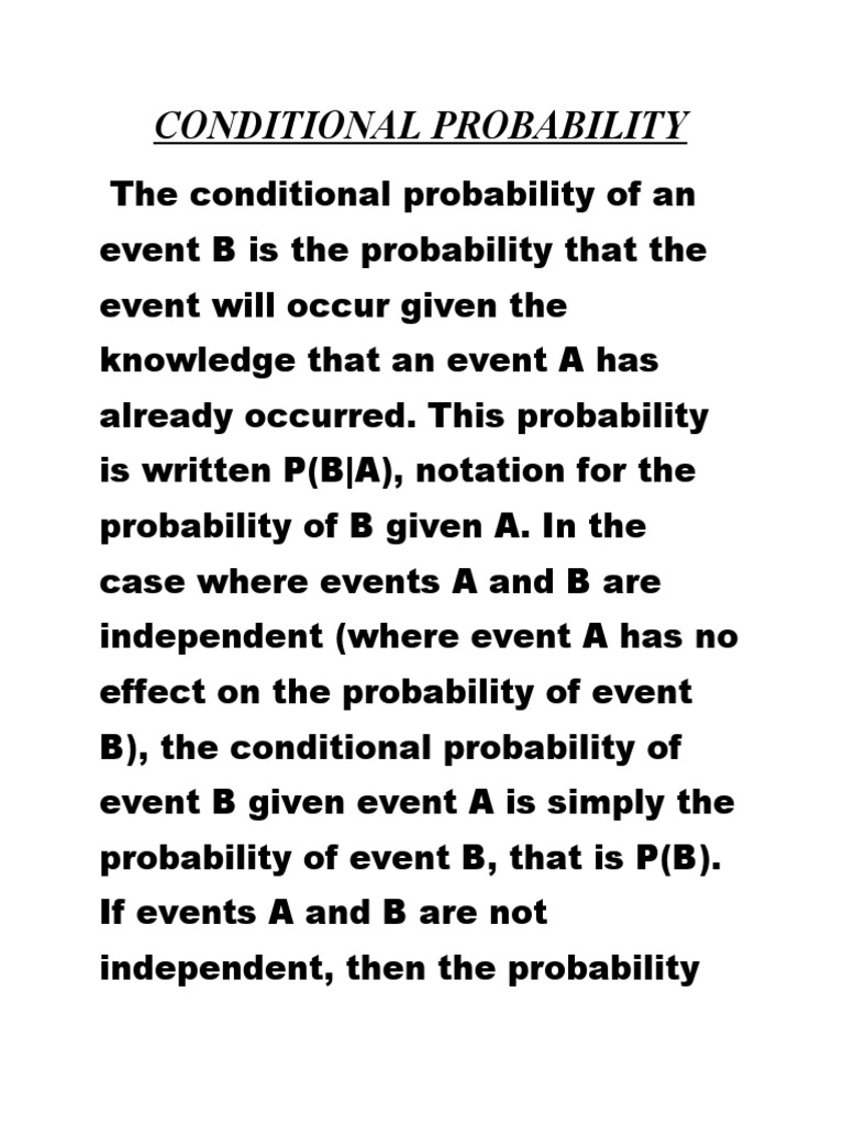 Conditional Probability | PDF | Probability | Dormitory