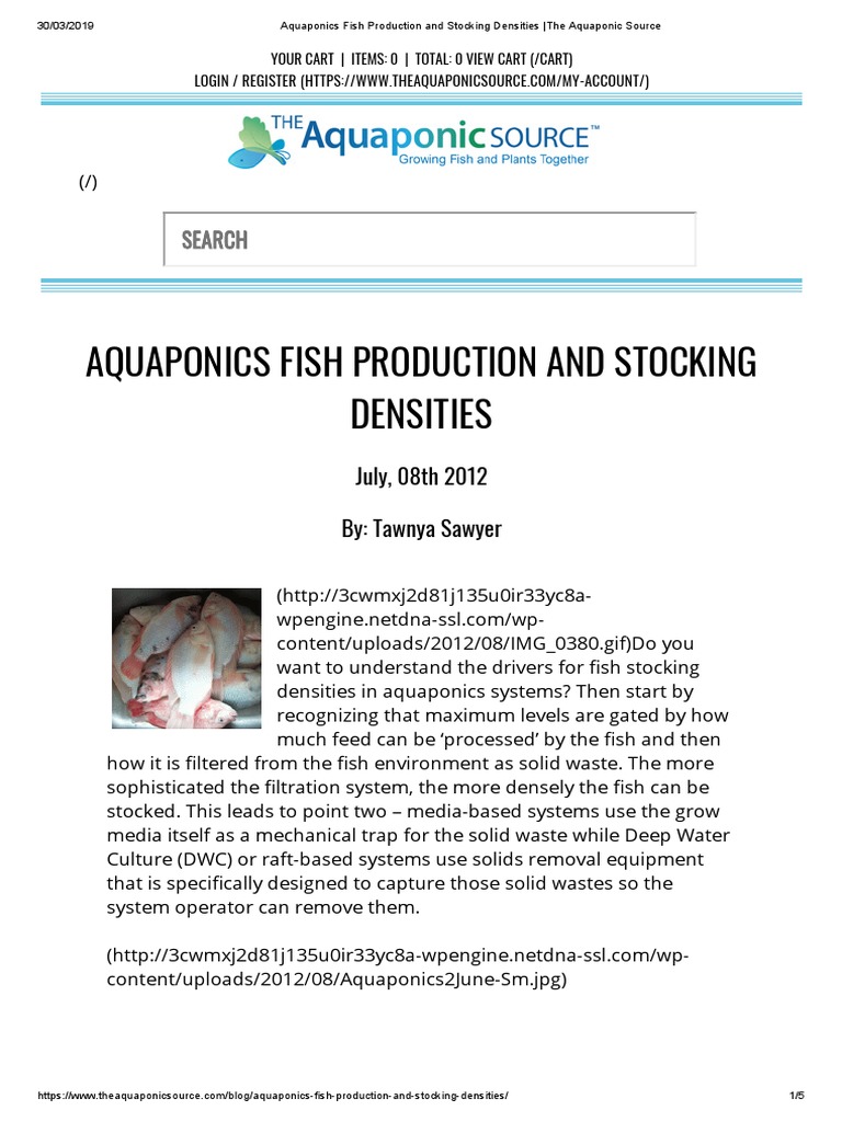Aquaponics Fish Production and Stocking Densities - The Aquaponic ...