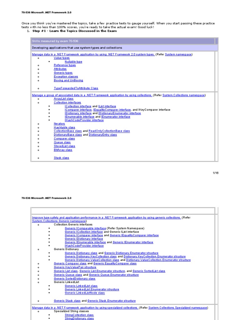 Skills Measured by Exam 70-536: Developing Applications That Use System ...