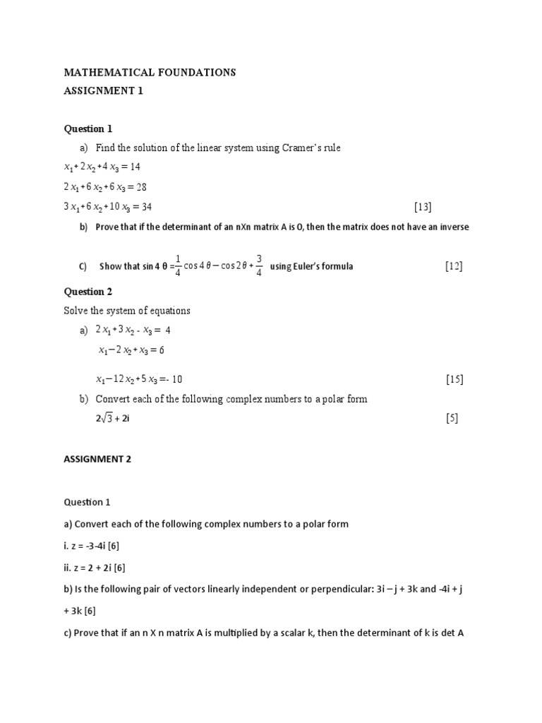 Mathematical Foundations Assignment 1 | PDF