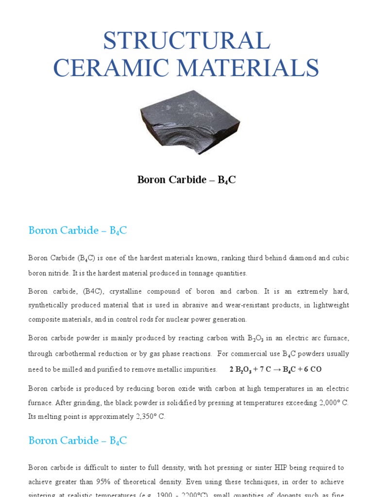 Boron Carbide | PDF | Boron | Sintering