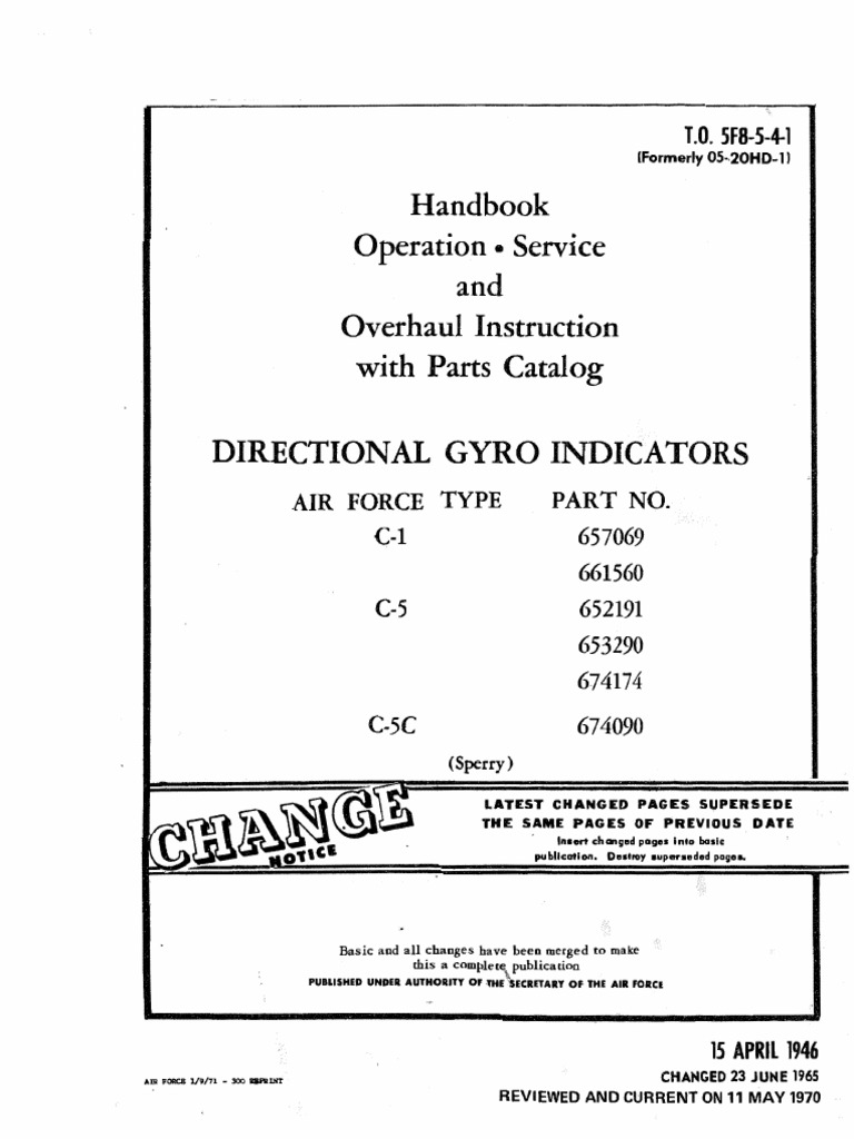 Directional Gyro Indicators: Handbook Operation - Service and Overhaul ...