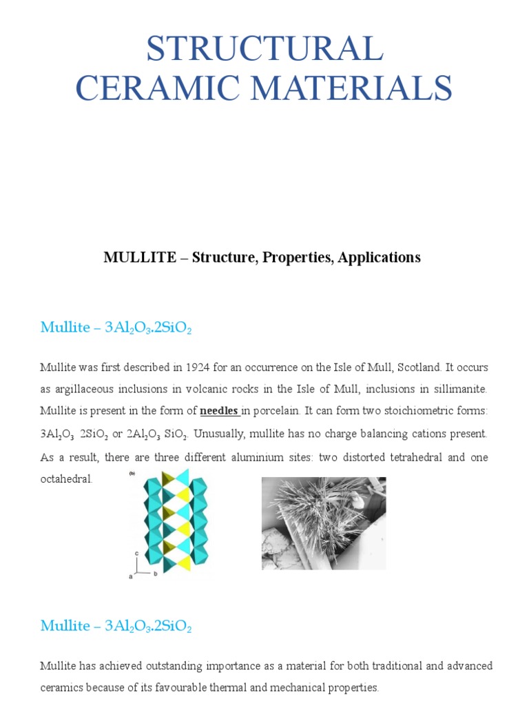 Structural Ceramic Materials: MULLITE - Structure, Properties ...