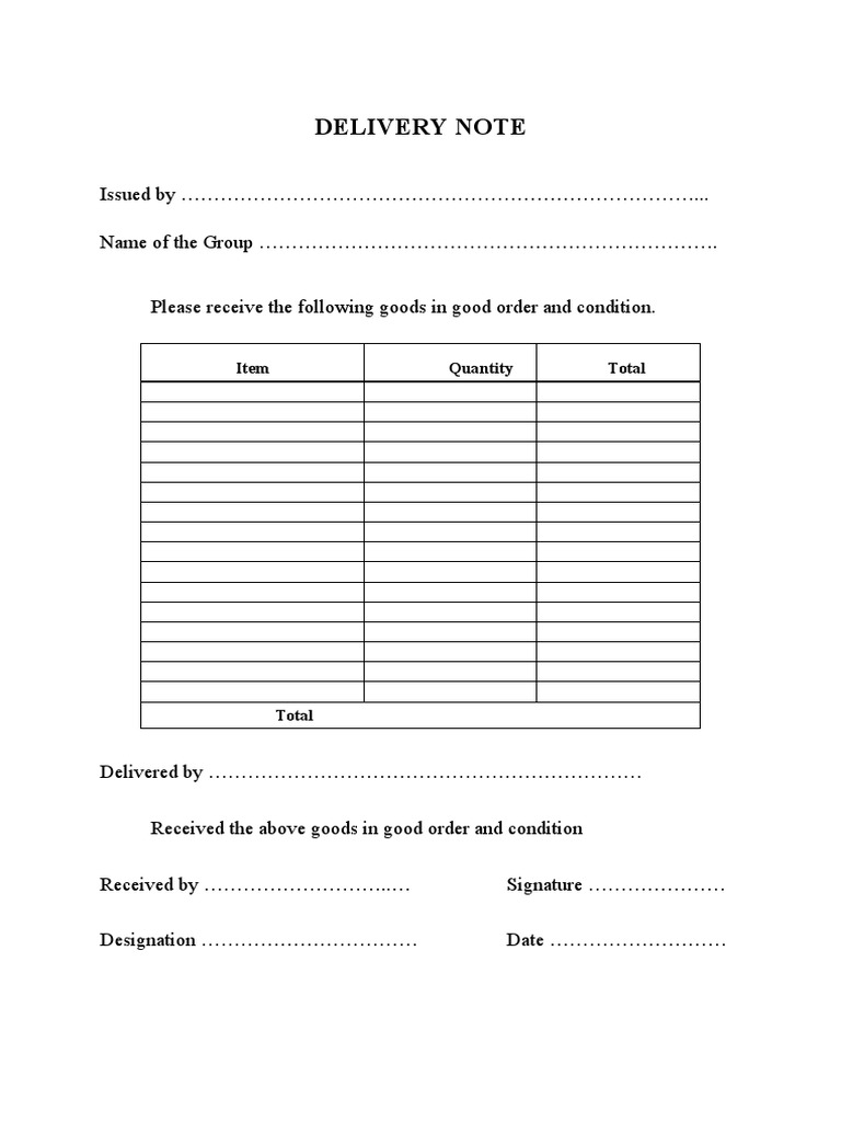 Delivery Note Sample 1 | PDF