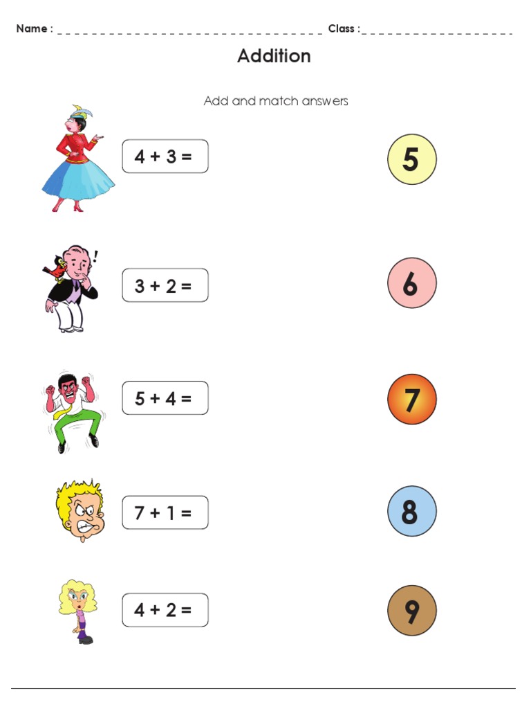 Addition Match Making Worksheet | PDF