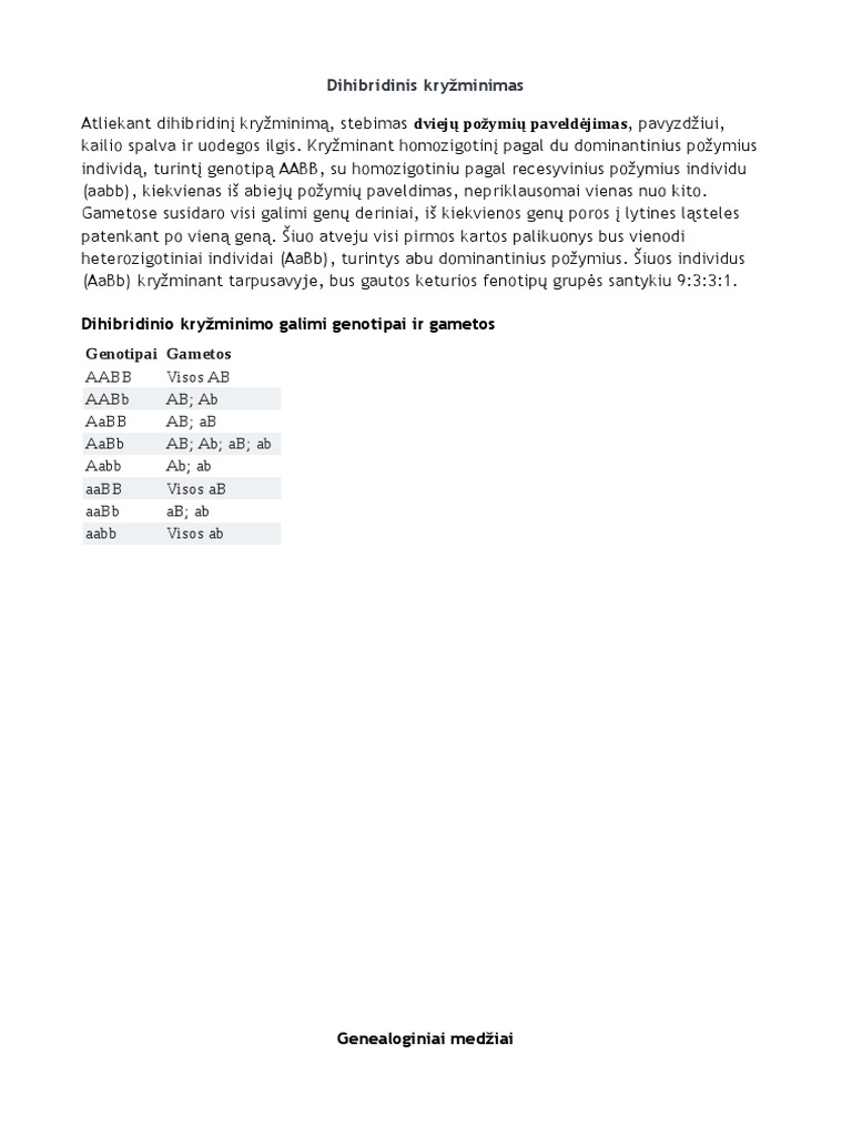 Dihibridinis Kryžminimas | PDF