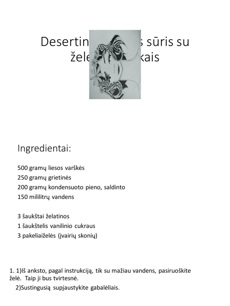 Desertinis Sūris Su Želė Gabaliukas | PDF