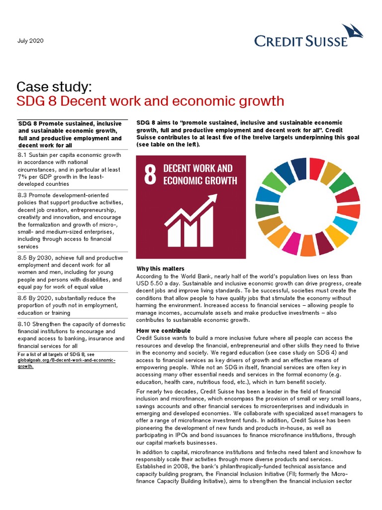 Case Study:: SDG 8 Decent Work and Economic Growth | PDF | Microfinance ...