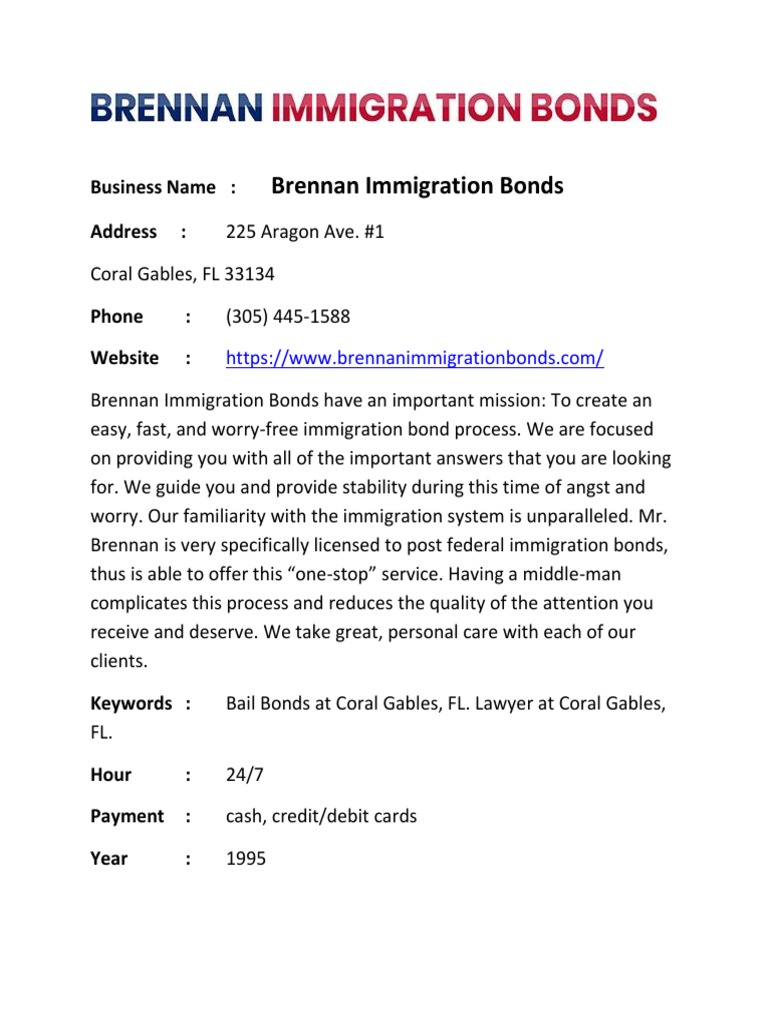Brennan Immigration Bonds | PDF