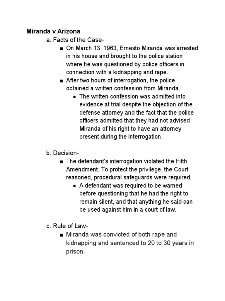 Miranda V Arizona | PDF | Social Science | Law