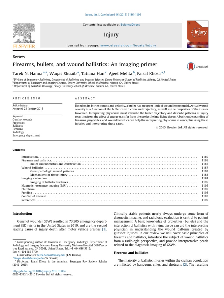 2015 Firearms, Bullets, and Wound Ballistics An Imaging Primer | PDF ...