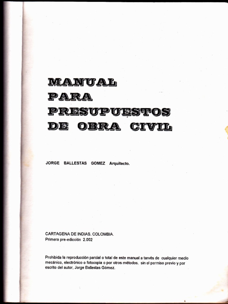 Manual para Presupuestos de Obra Civil | PDF | Presupuesto | Hormigón