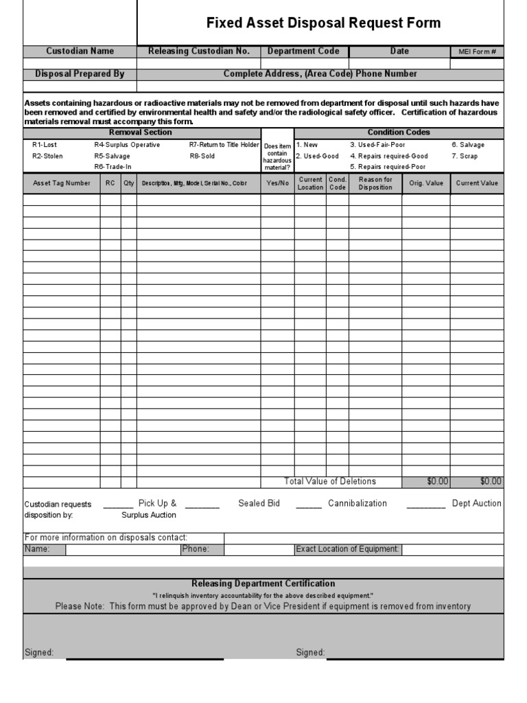 Disposal Request Form | PDF | Auction | Business