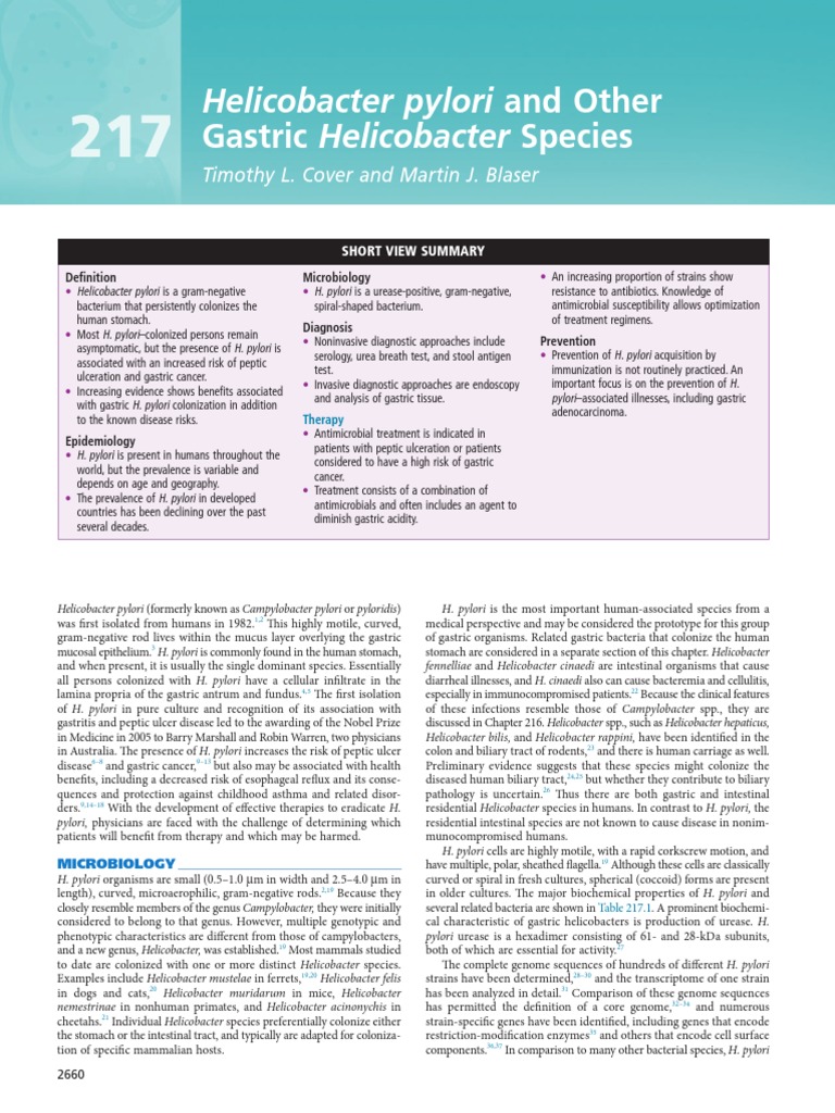 Gastric Helicobacter Species: Helicobacter Pylori and Other | PDF ...