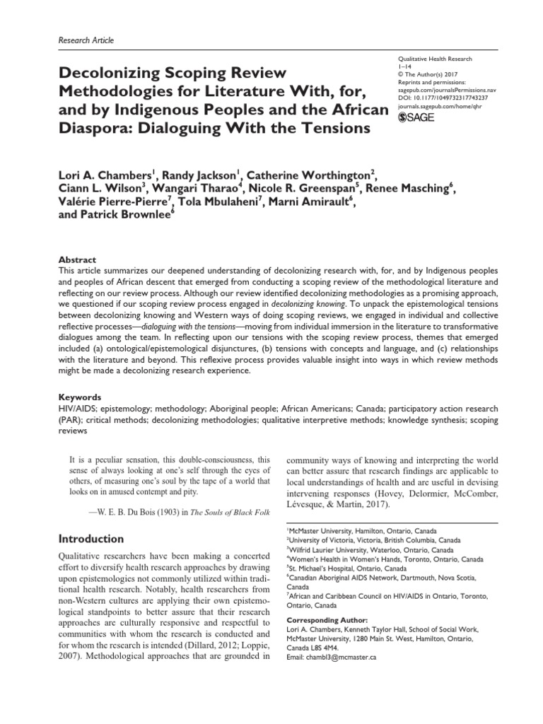 Chambers 2017 Decolonizing Scoping Reviews | PDF | Ethnography | Qualitative Research