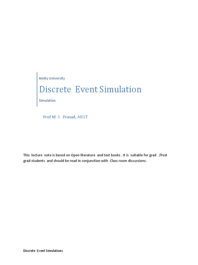 Discrete Event Simulation | PDF | Simulation | Conceptual Model Discrete Event Simulation | PDF | Simulation | Conceptual Model