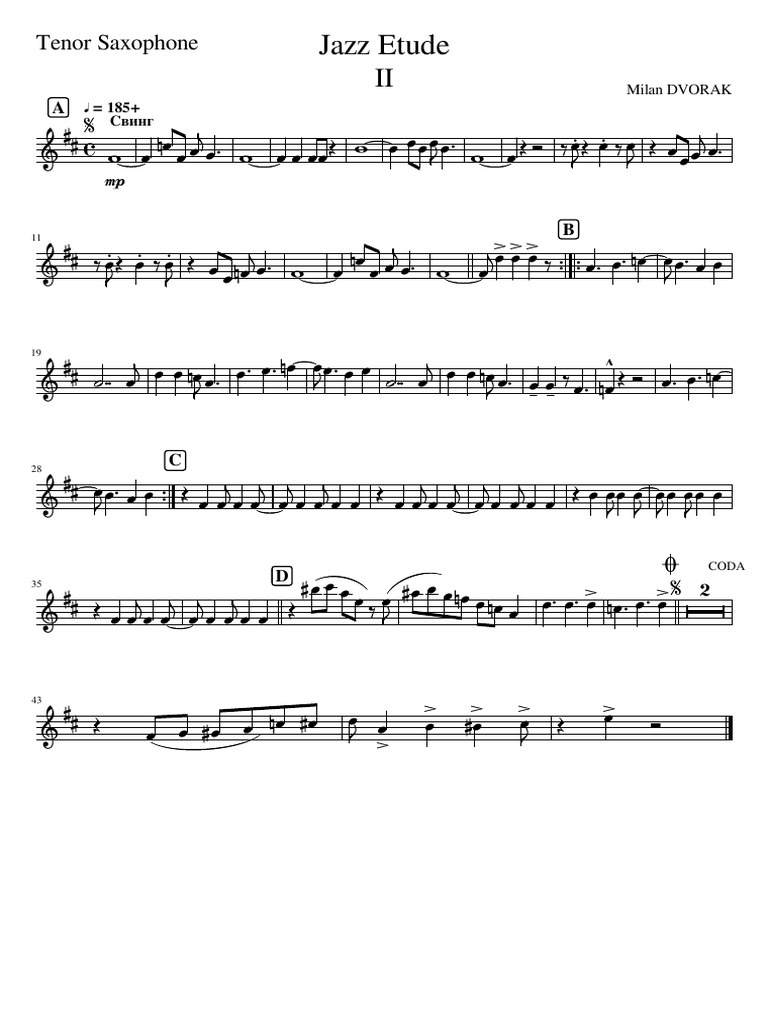 Jazz - Etude Parts-Tenor - Saxophone | PDF