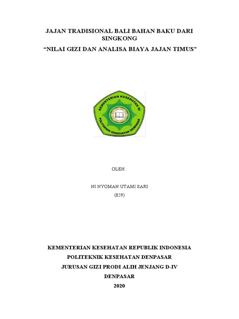 Gizi dan Biaya Jajan Timus Bali | PDF | Memasak, Makanan, & Anggur ...