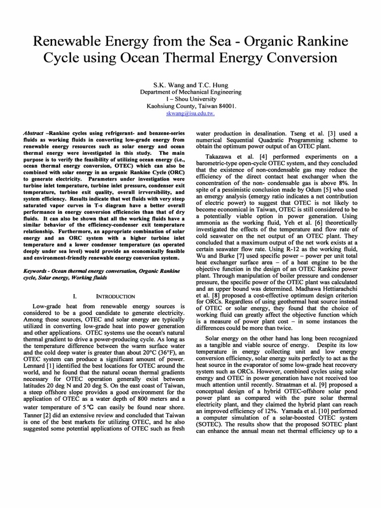 OTEC Rankine Analysis | PDF | Heat Exchanger | Heat Transfer