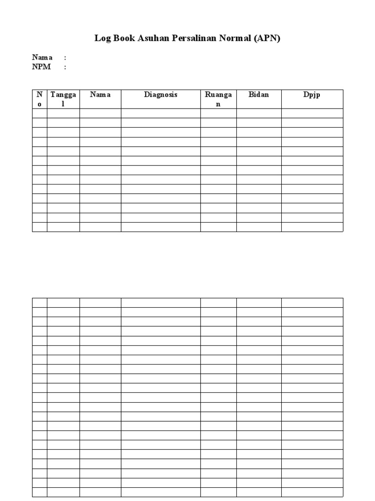 Log Book Apn | PDF