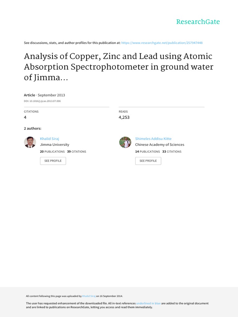 Analysis of Copper Zinc and Lead Using Atomic Abso | PDF | Nitric Acid ...