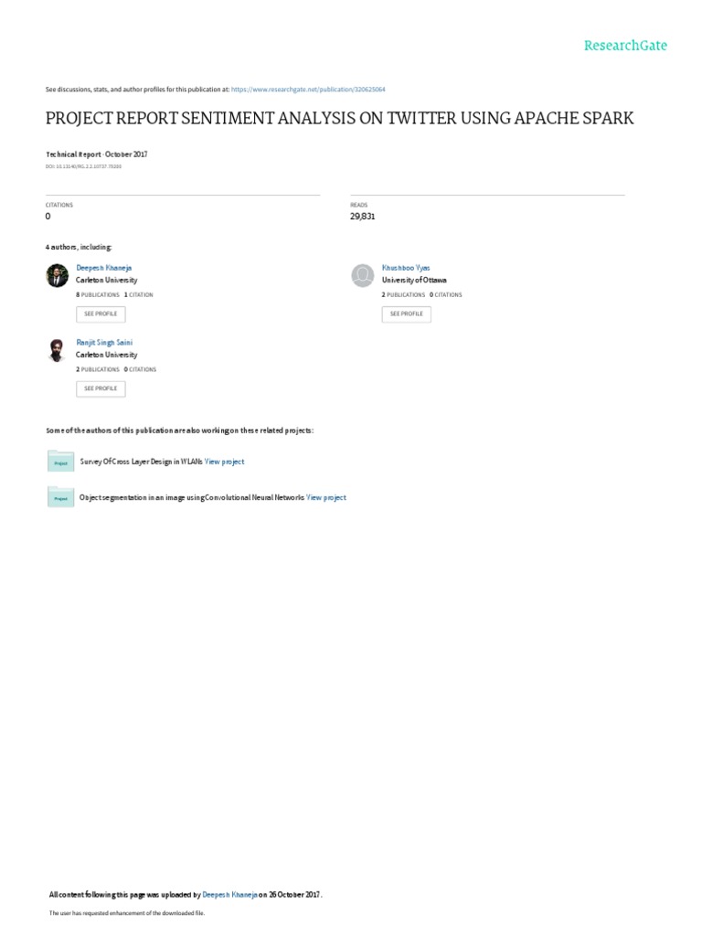 Project Report Sentiment Analysis On Twitter Using Apache Spark | PDF | Apache Spark | Map Reduce