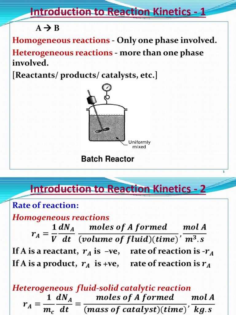 Introduction To Chemical Reaction Kinetics - 1 | PDF | Reaction Rate ...