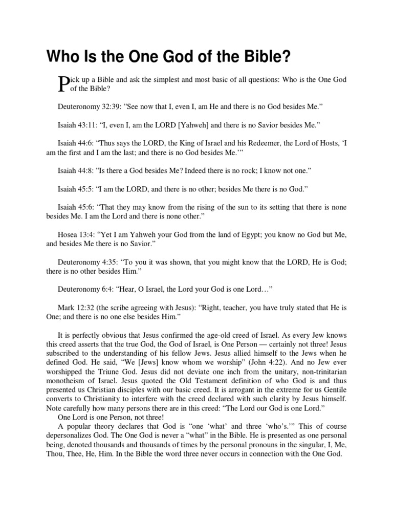 Understanding the One God of the Bible | PDF | God The Father | Names ...