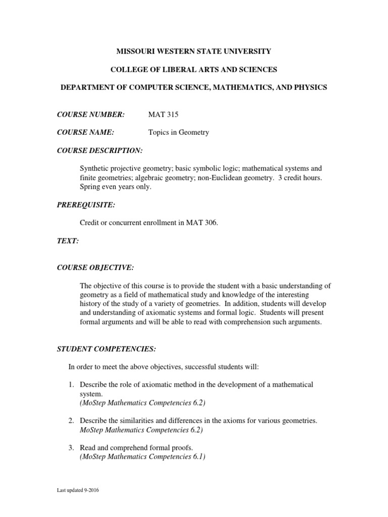 MAT-315-Official Geometry | PDF | Axiom | Teaching Mathematics