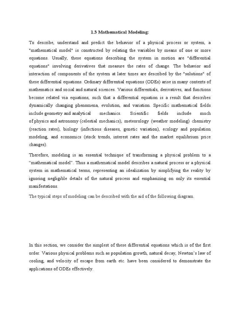 1.3 Mathematical Modeling:: The Typical Steps of Modeling Can Be ...