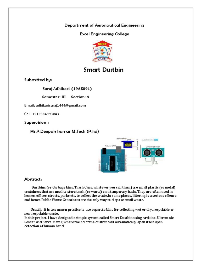 Smart Dustbin Project PDF | PDF