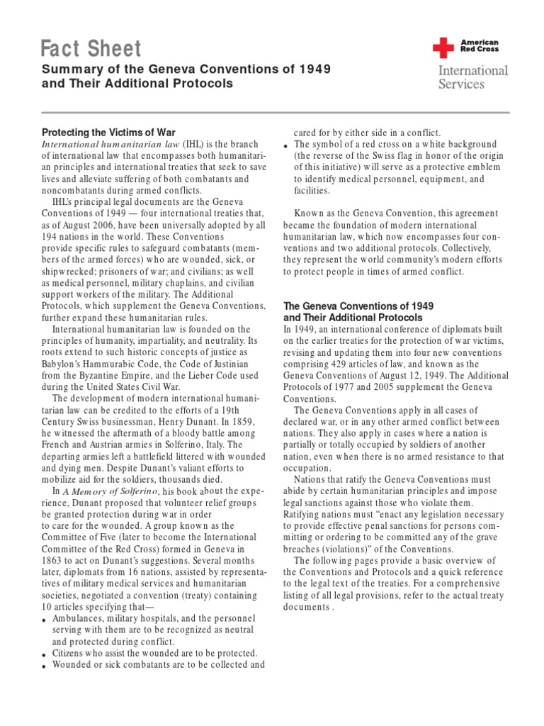 Summary of The Geneva Conventions of 1949 and Their Additional ...