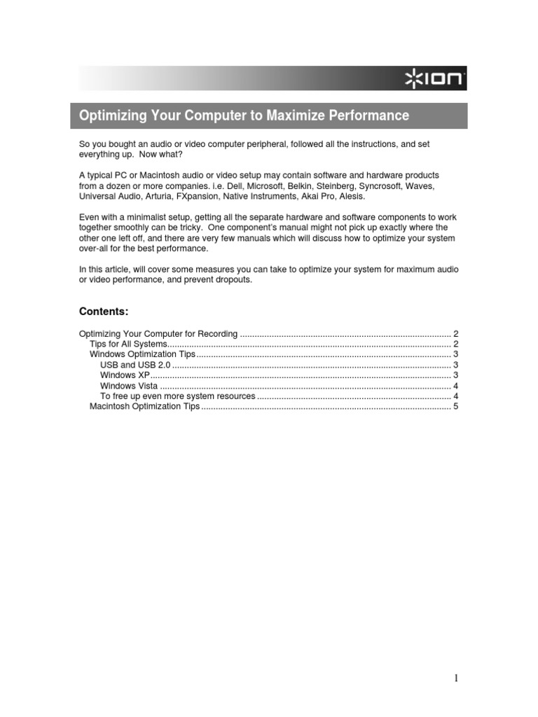 Optimizing Your Computer To Maximize Performance: Contents | PDF | Usb | Microsoft Windows